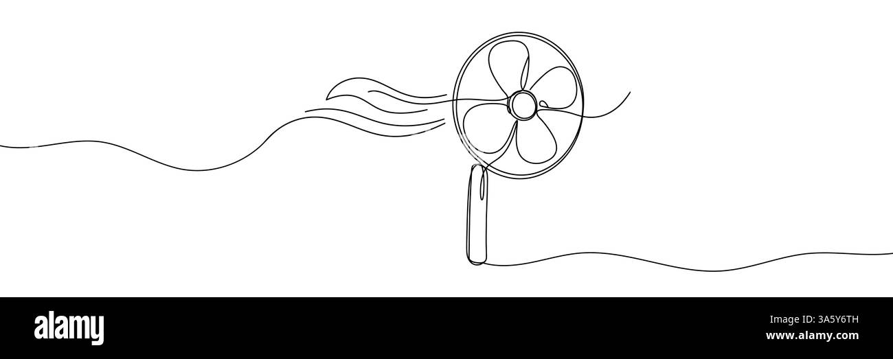 Single one line drawing industrial air conditioning vent. Continuous ...