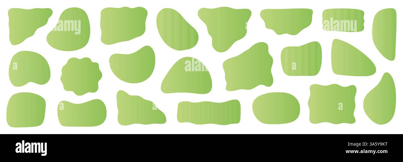 Abstract organic shape round form set. Green color liquid organic blob ...