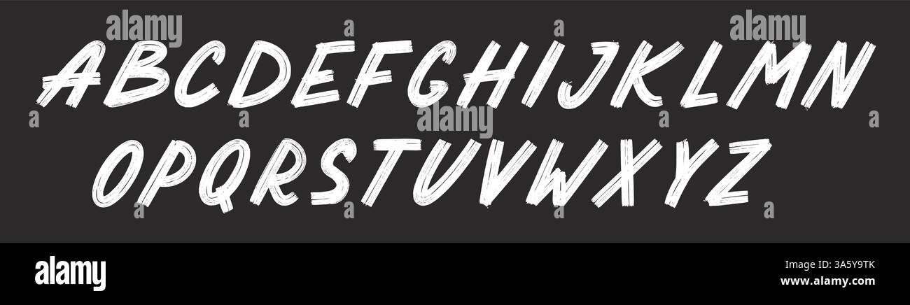 Brush font letter alphabet. Hand drawn typography chalk paint font ...
