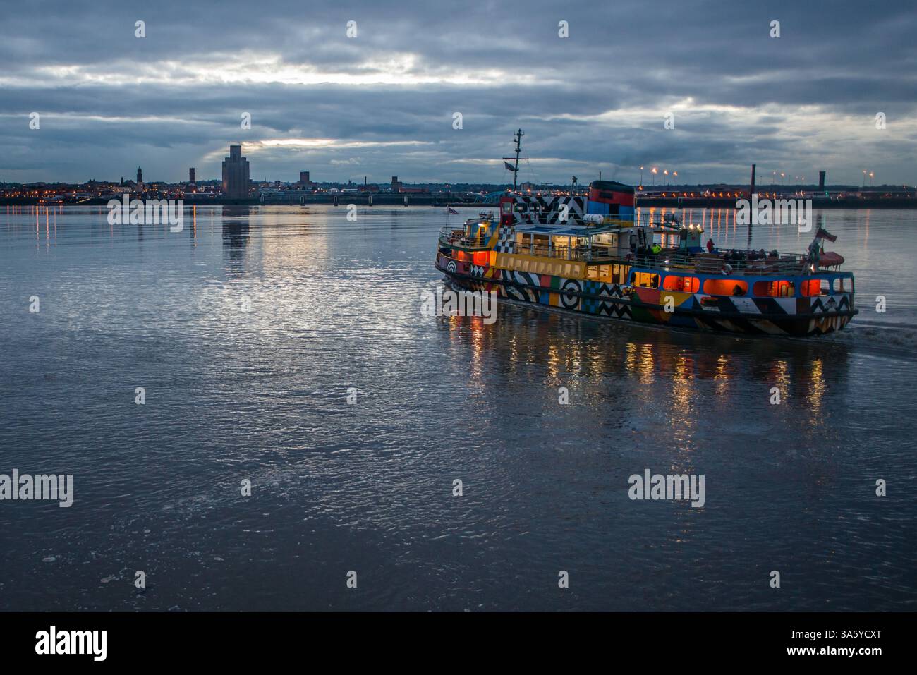 The Dazzle Ferry, one of ferries across the River Mersey. Livery ...