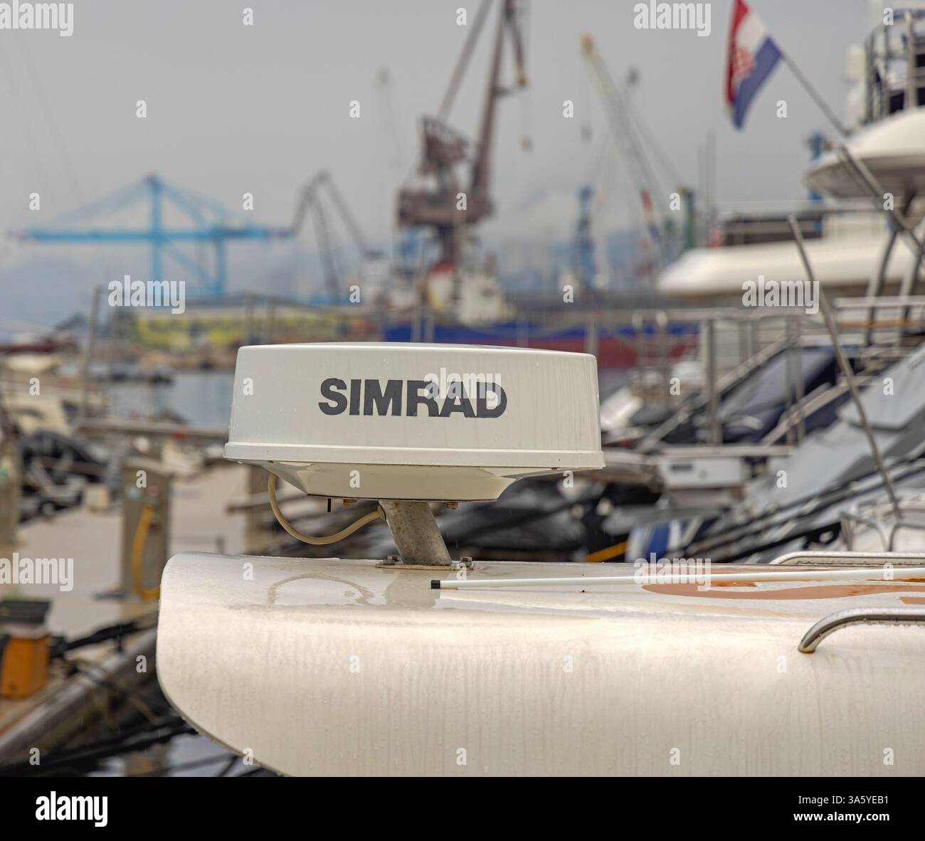 Rijeka, Croatia - October 24, 2024: Ship Radar Antenna Simrad Radio ...