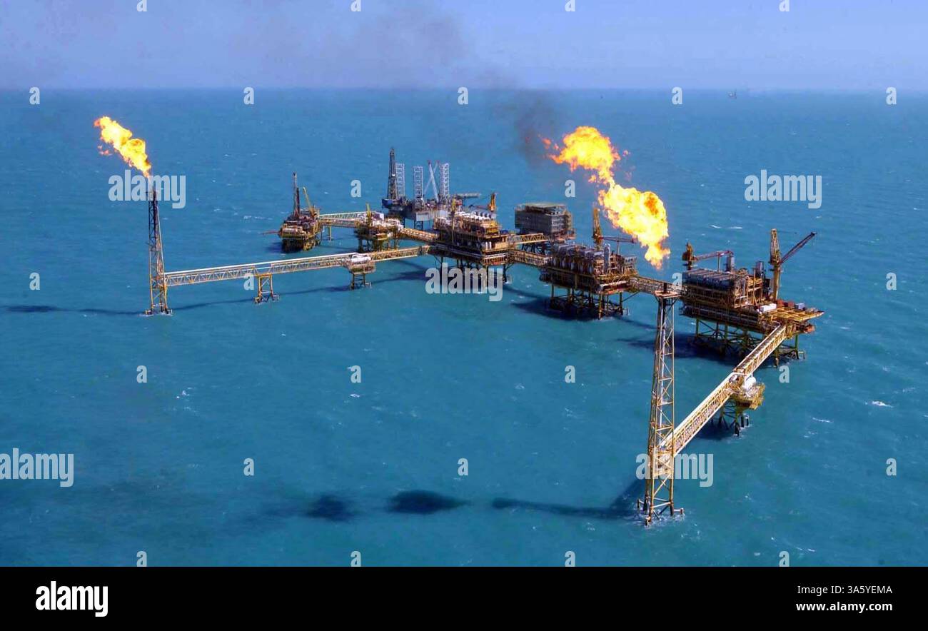 Feb. 29, 2008 - Offshore oil equipment along the Akal fault in the ...