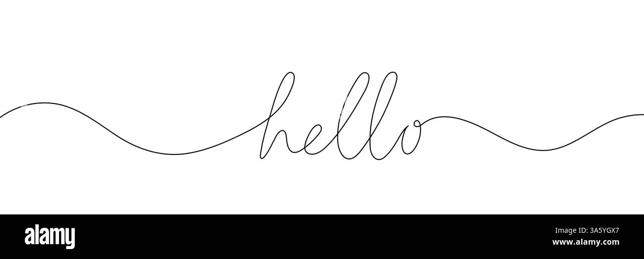 HELLO handwritten lettering. Hand drawn lettering.. One line driving ...