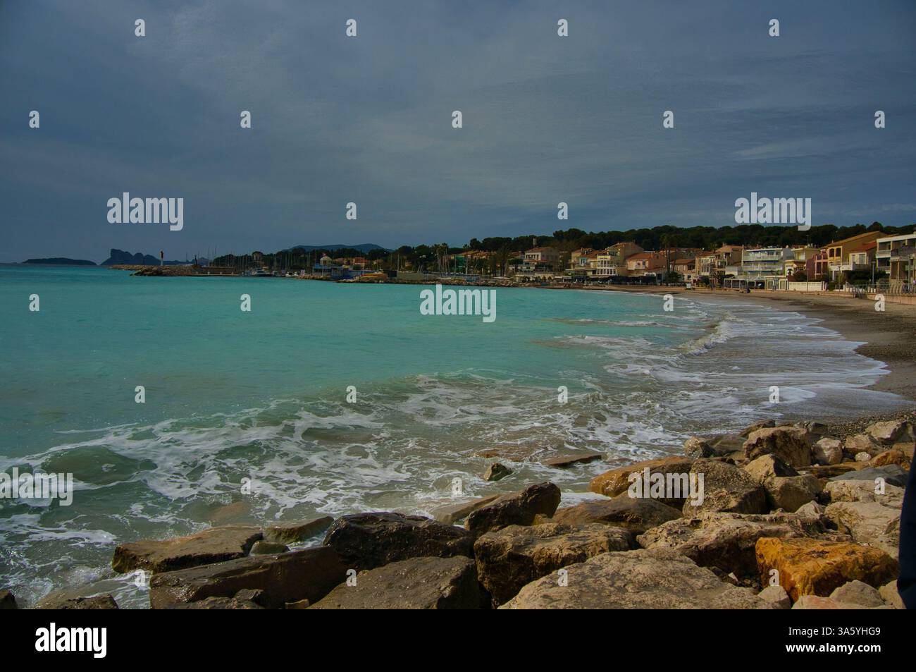 Beach of Saint-Cyr sur Mer at the Cote d'azur in France Stock Photo - Alamy