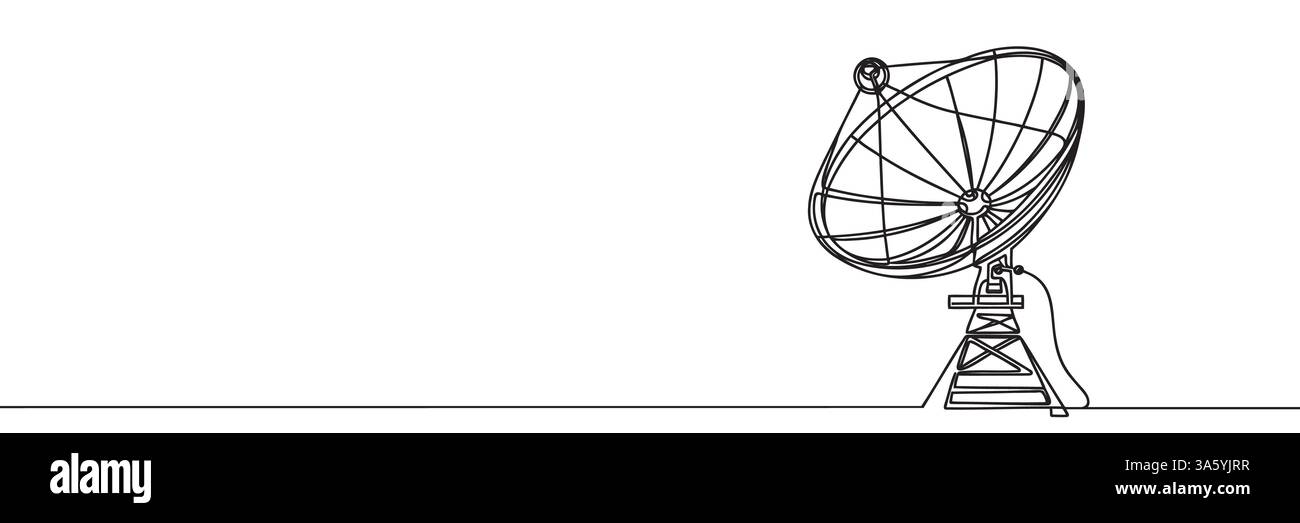 Continuous line drawing of satellite dish, tecnologi design, object one ...