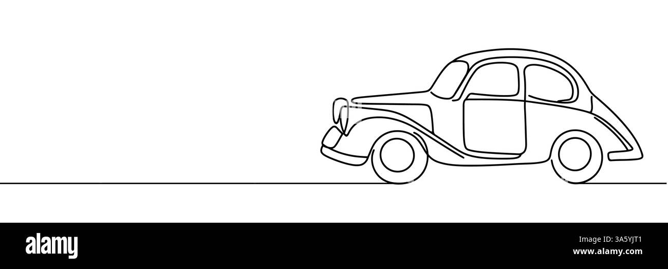 Retro car continuous one line vector drawing Stock Vector Image & Art ...
