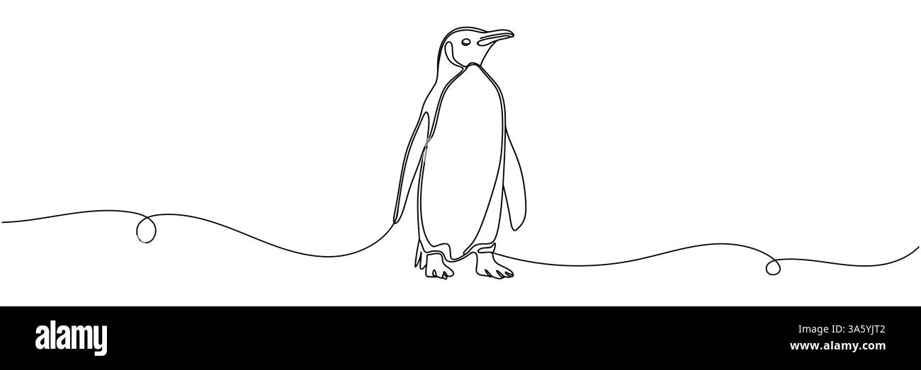 Penguin continuous one line drawing vector illustration Stock Vector ...