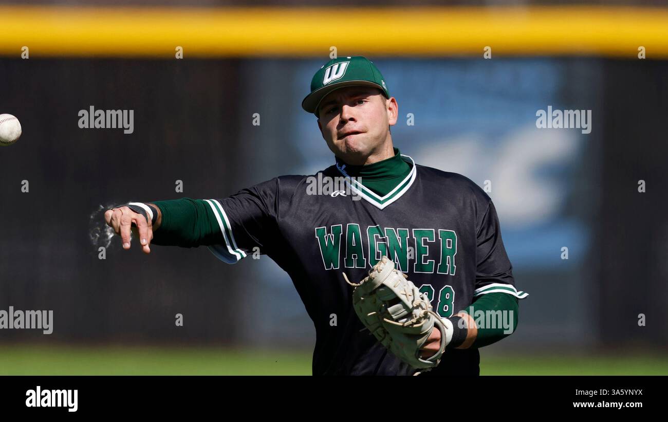Wagner infielder Joseph Mennella (28) during an NCAA baseball game ...