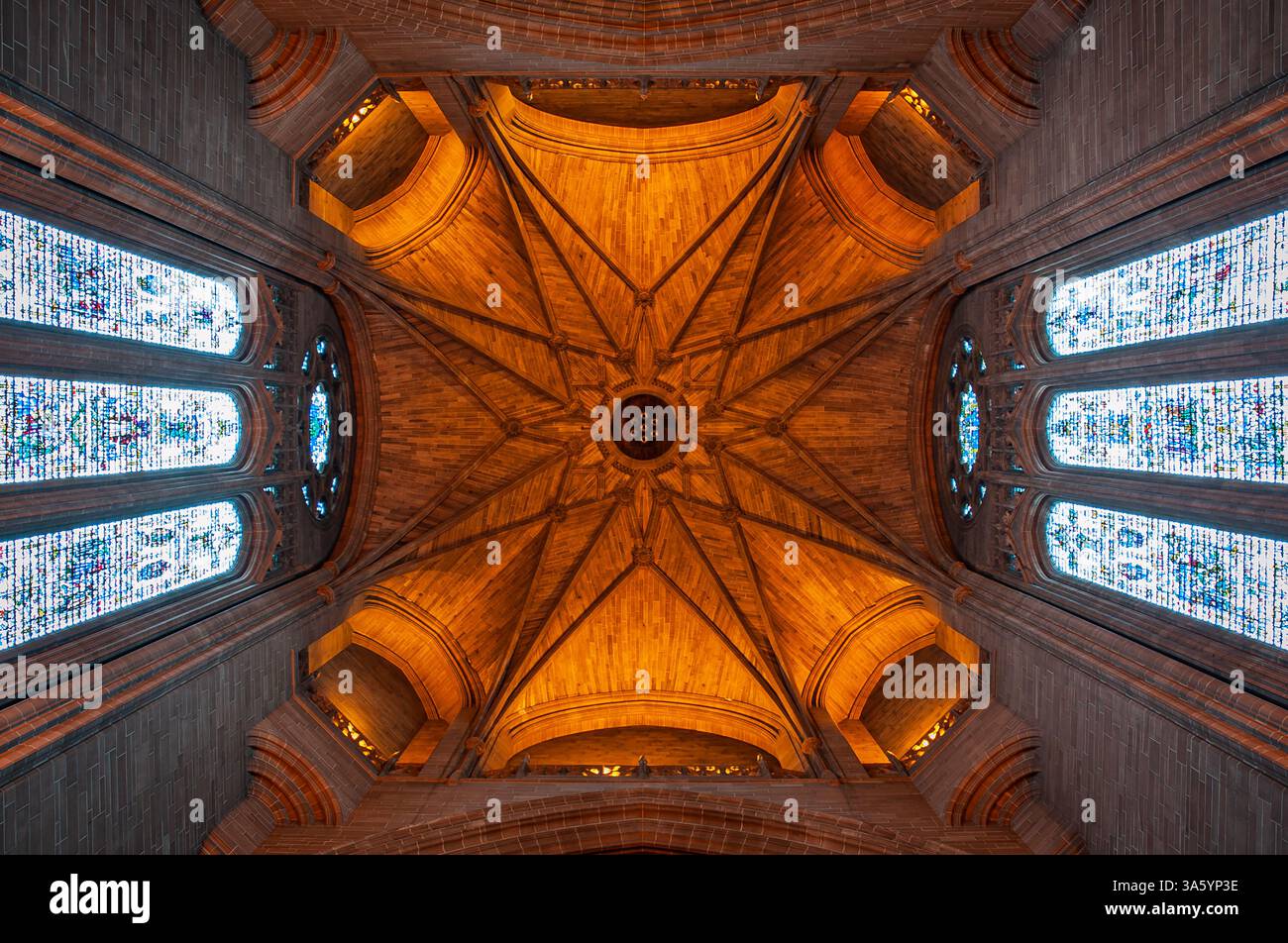 A view from underneath the central tower of Liverpool Cathedral, the ...
