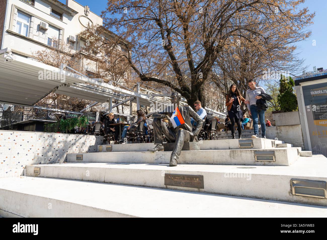 Belgrade, Serbia. March 21 2025. Statue of Borislav Pekic, a Serbian ...