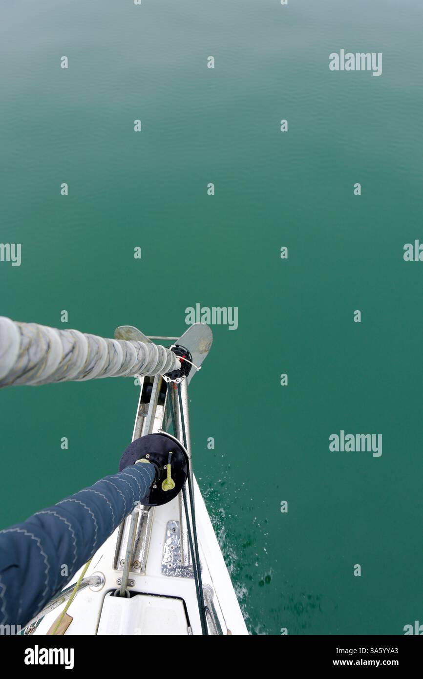 23 March 2025 - English Channel - UK - The bow of a Sailing yacht ...