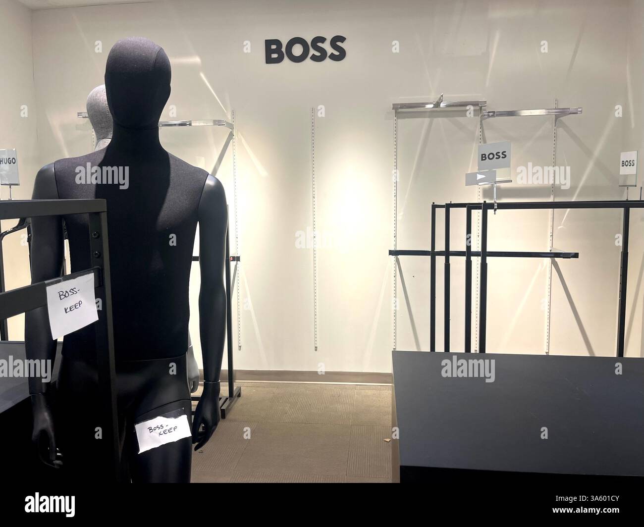 Toronto, Canada. 22nd Mar, 2025. The Hugo Boss section sits empty at ...