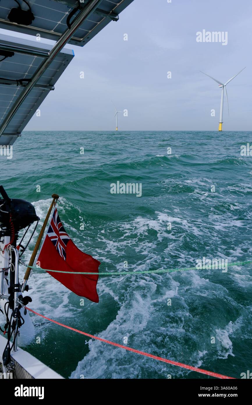 21 March 2025 - Thames Estuary, UK - A wind farm in the North Sea and ...