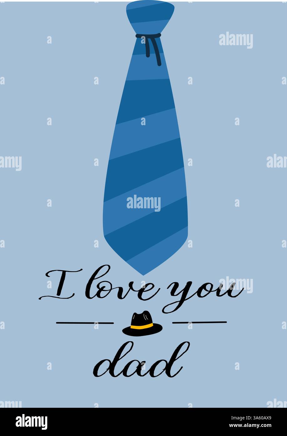 Father's day card design with blue tie and hat motif Stock Vector Image ...