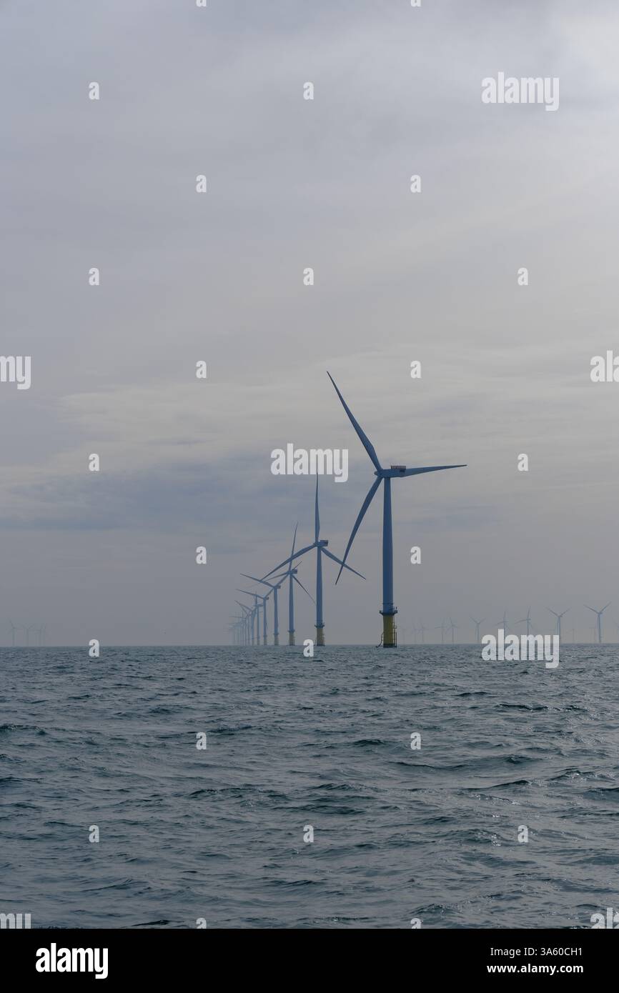 21 March 2025 - Thames Estuary, UK - A wind farm in the North Sea and ...