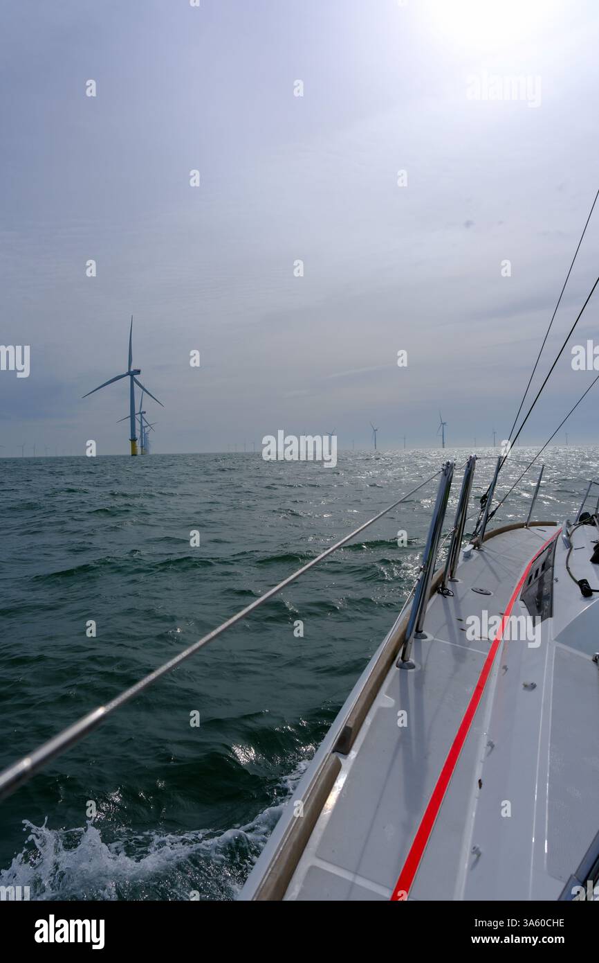 21 March 2025 - Thames Estuary, UK - A wind farm in the North Sea and ...