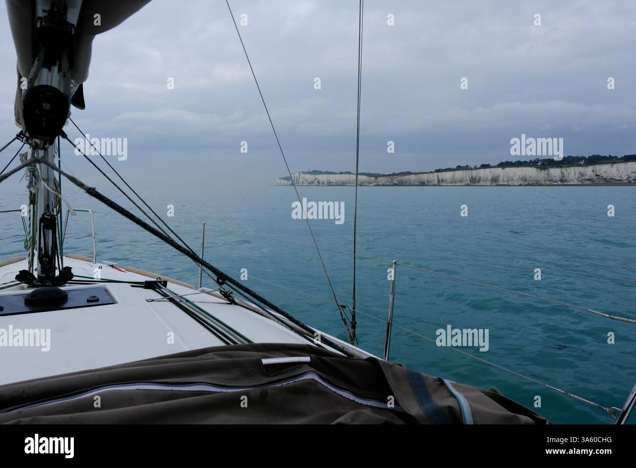 22 March 2025 - Dover, UK - Sailing in a Yacht near the White Cliffs of ...
