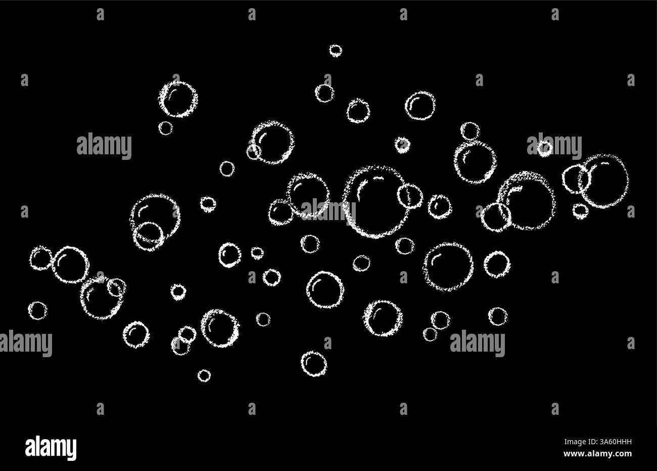 Soap bubbles in cartoon style. A foam sample with white pastel round ...