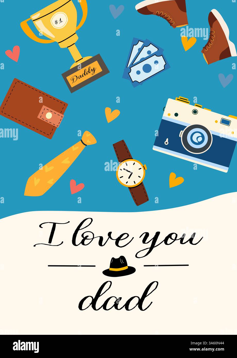 Father's day card design with symbols of appreciation and love for dad ...