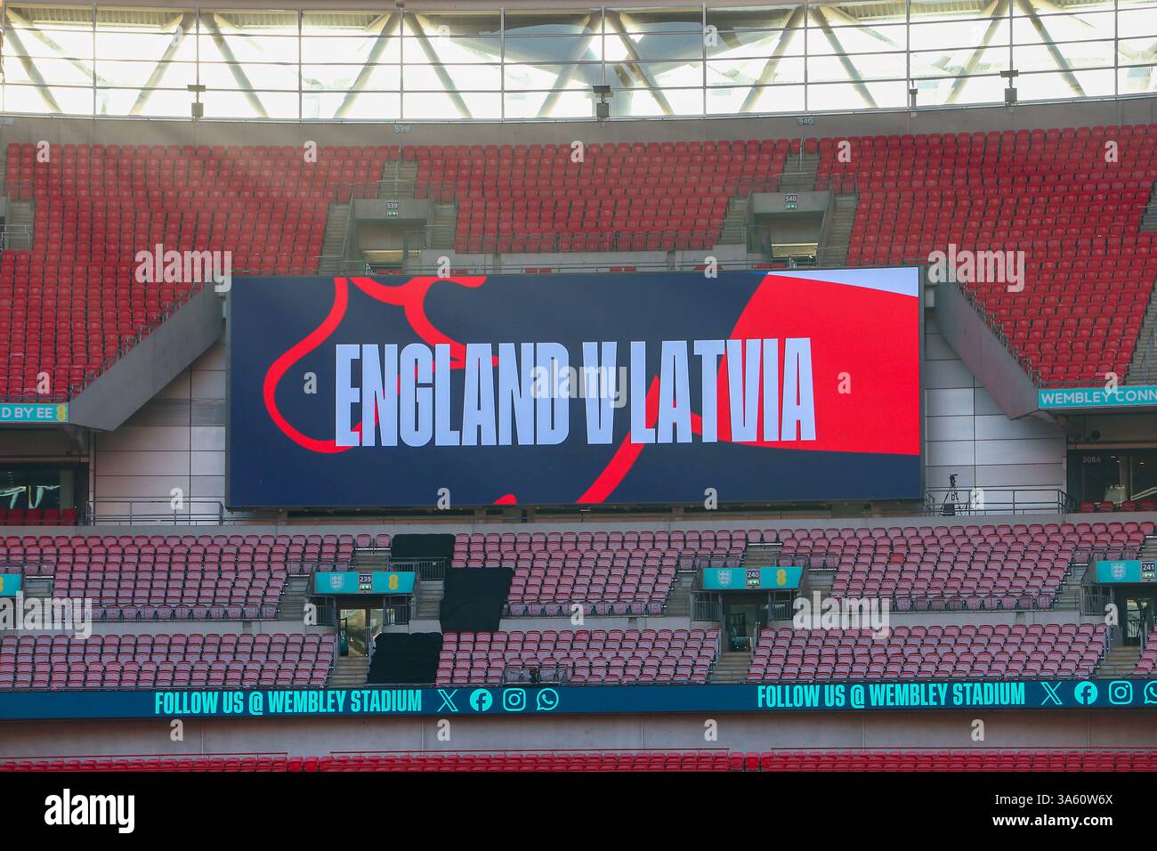 Big screen showing tonights fixture during the England v Latvia UEFA ...