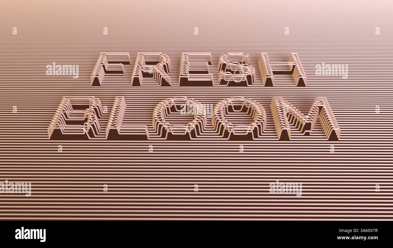 "Fresh Bloom" 3D typography with layered contour lines in soft neutral ...