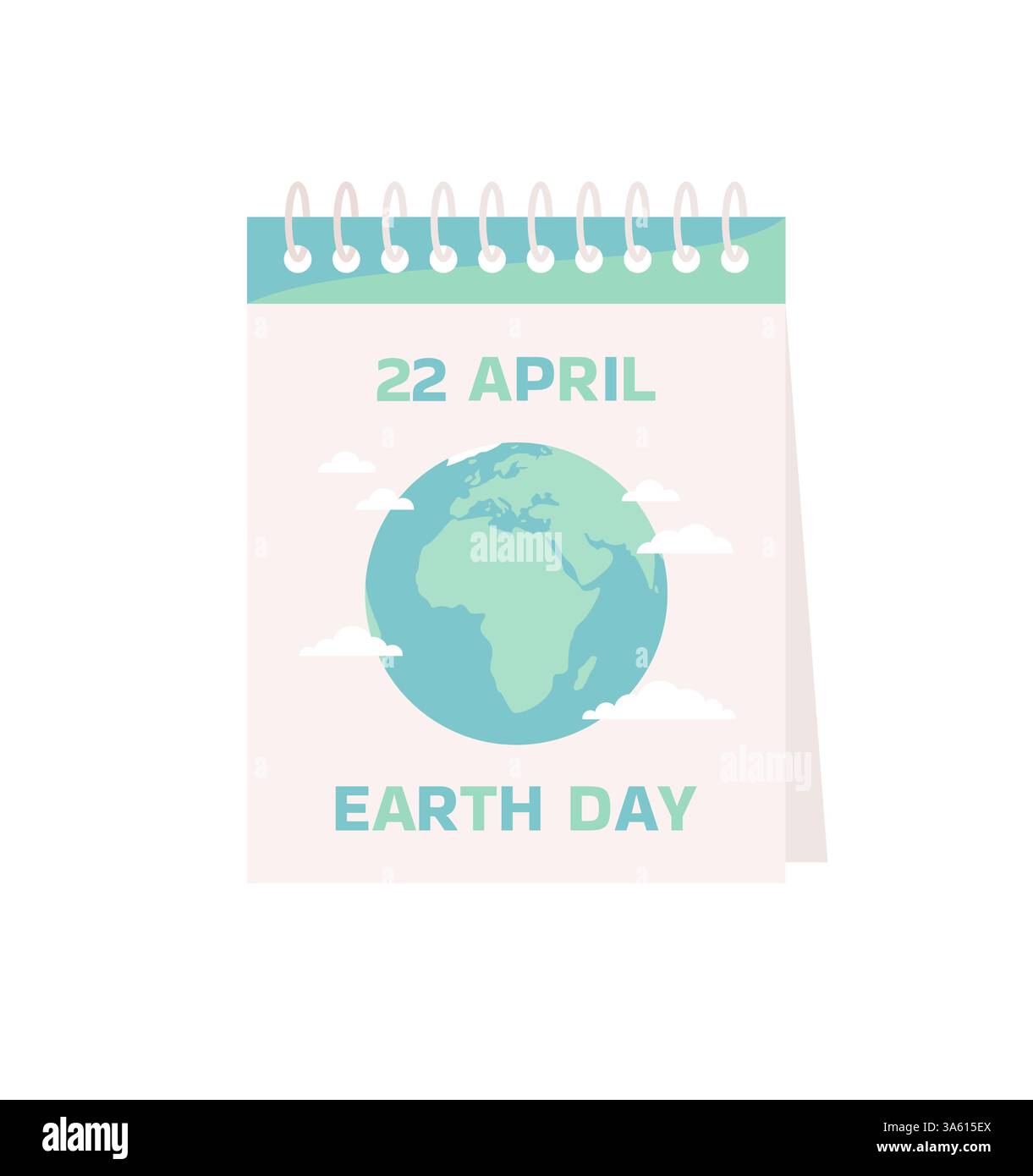 Calendar with Earth Day date - April 22 and Earth globe, isolated on ...