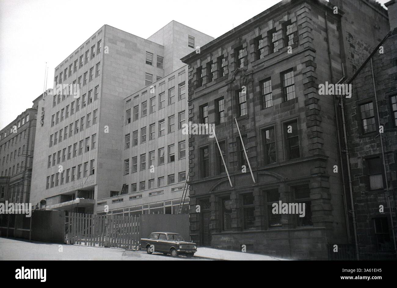1966, historical, new modern office block under construction, Stock ...