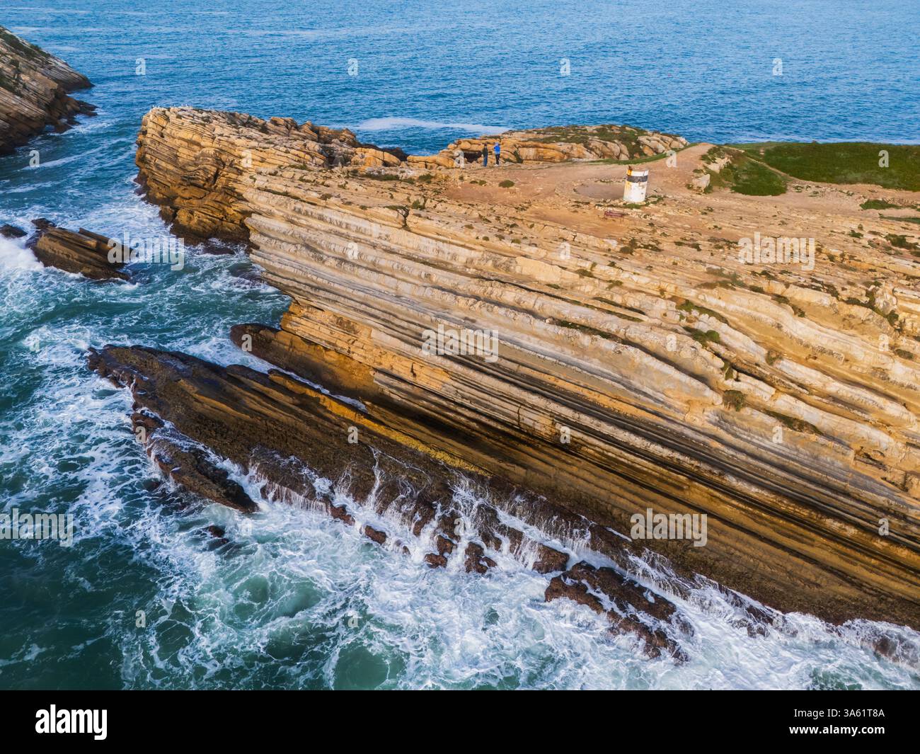 Aerial view of Vestigios do Forte and the rocky cliffs of Baleal Island ...