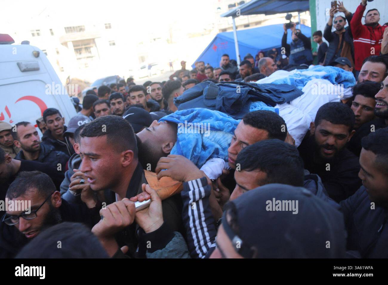 The funeral of Palestinian journalist Hussam Shabat, who worked for Al ...