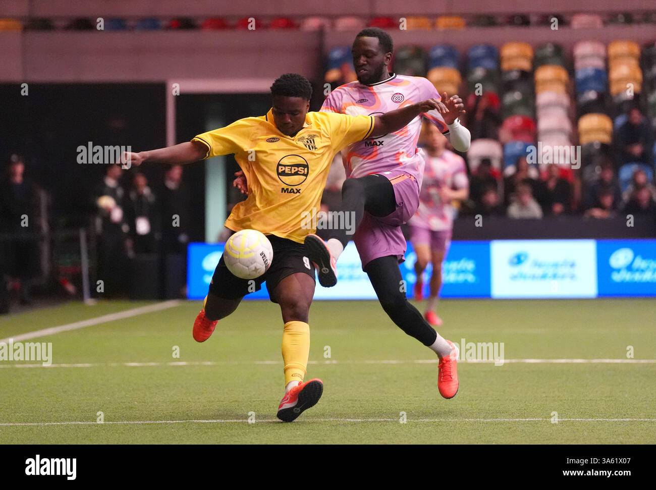 FC RTW's Michael Ndiweni (left) and MVPs United's Josh Rusoke battle ...