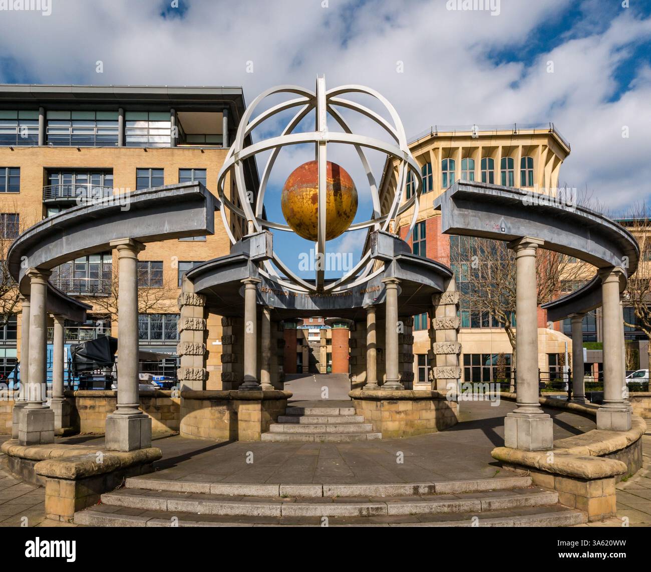 The Swirle Pavilion or Golden Globe Monument sculpture by Raf Fulcher ...