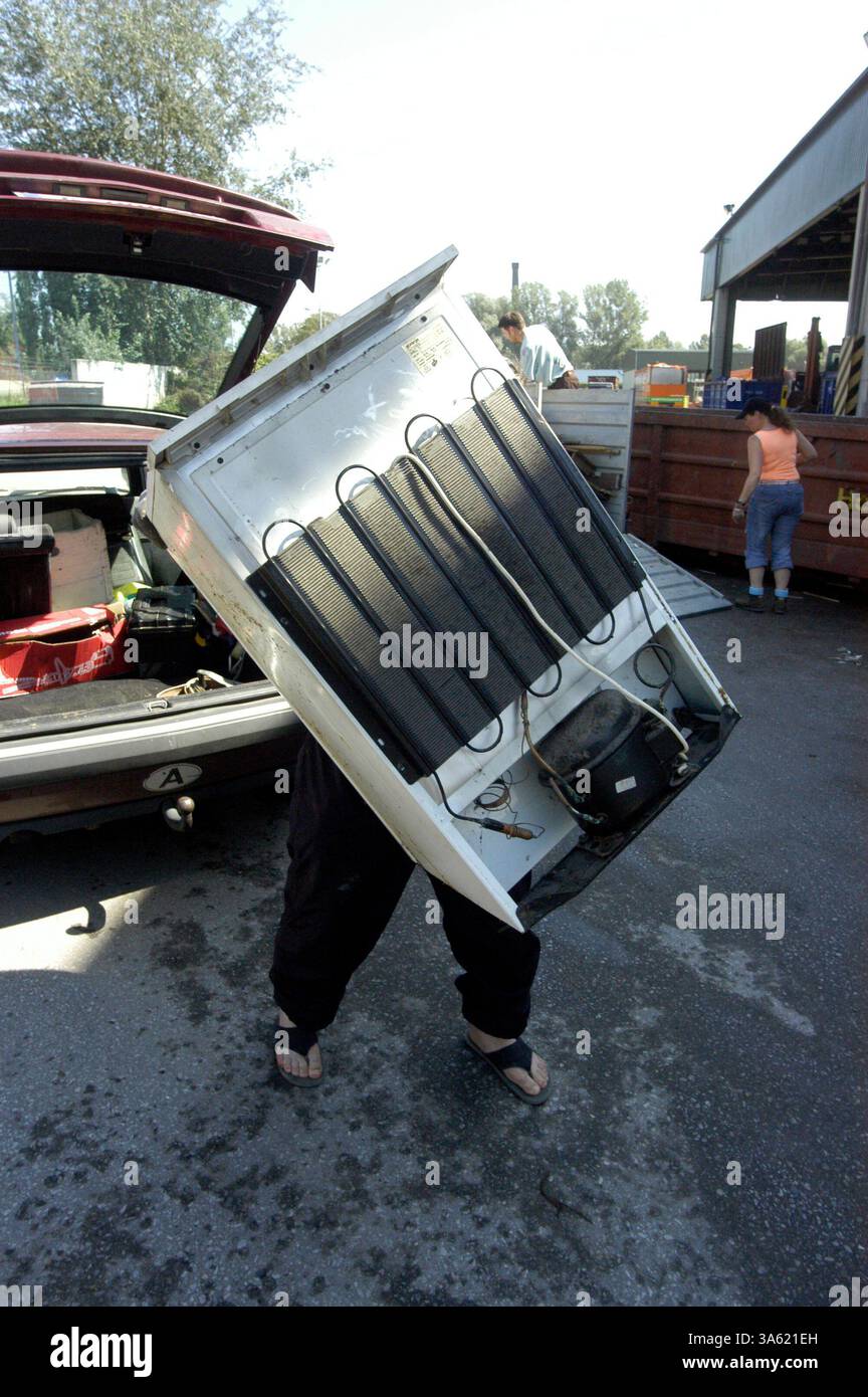 recycling of a refrigerator as bulky waste or bulky refuse refrigerator ...