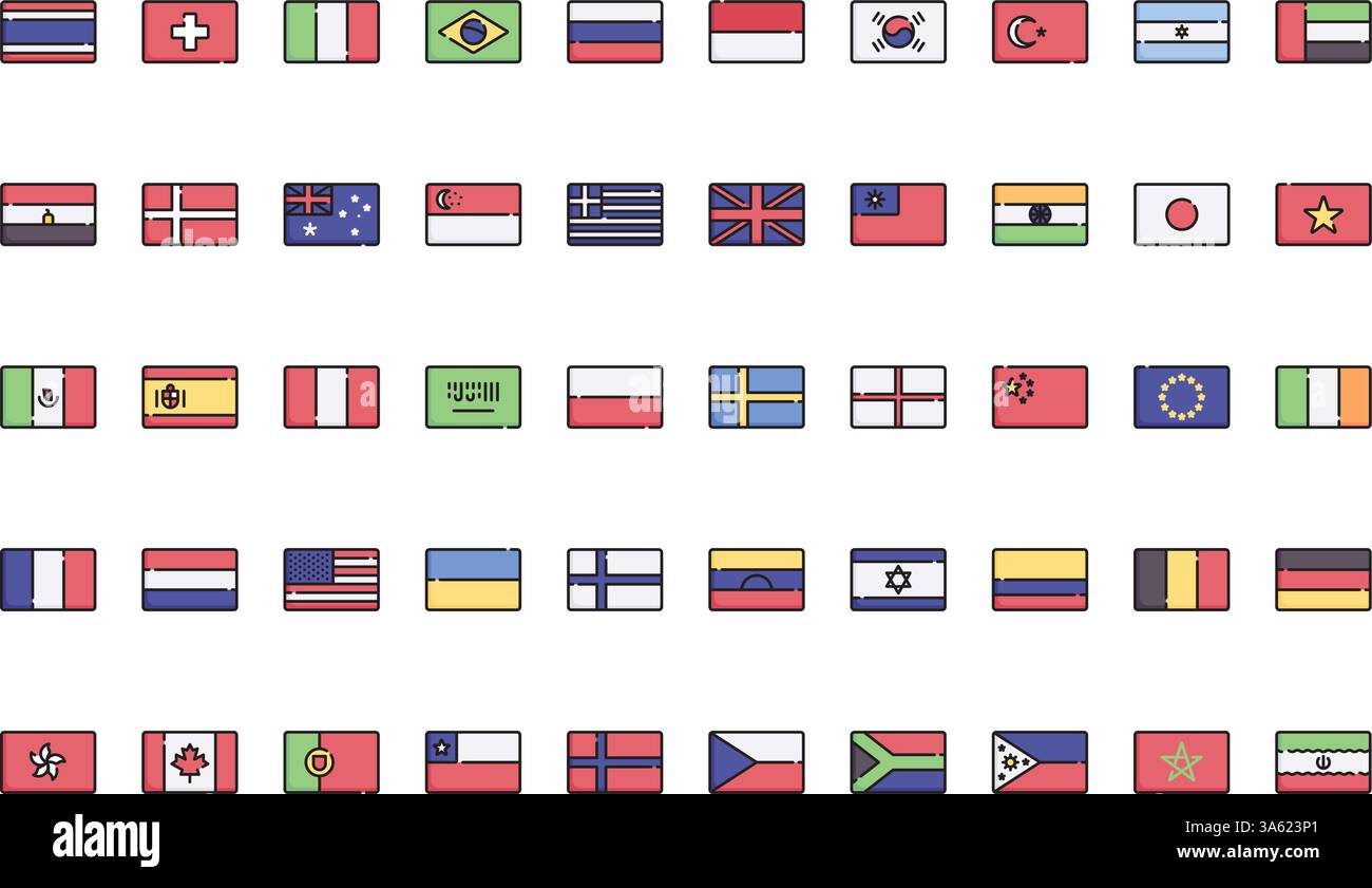 Flags icons High-Quality Vector Icons Collection with Editable Stroke. Ideal for Professional ...