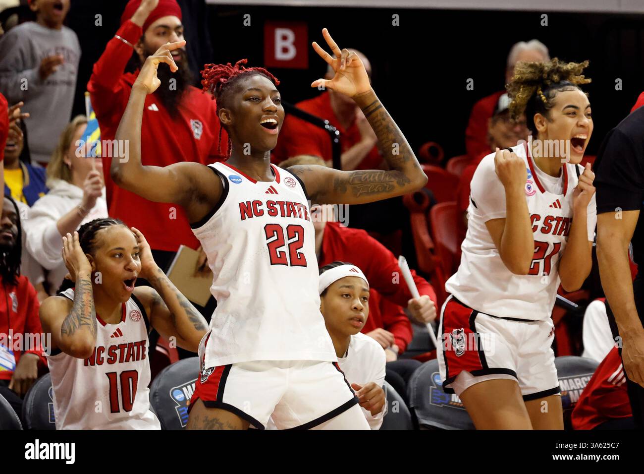 North Carolina State's Saniya Rivers (22), and Madison Hayes (21 ...