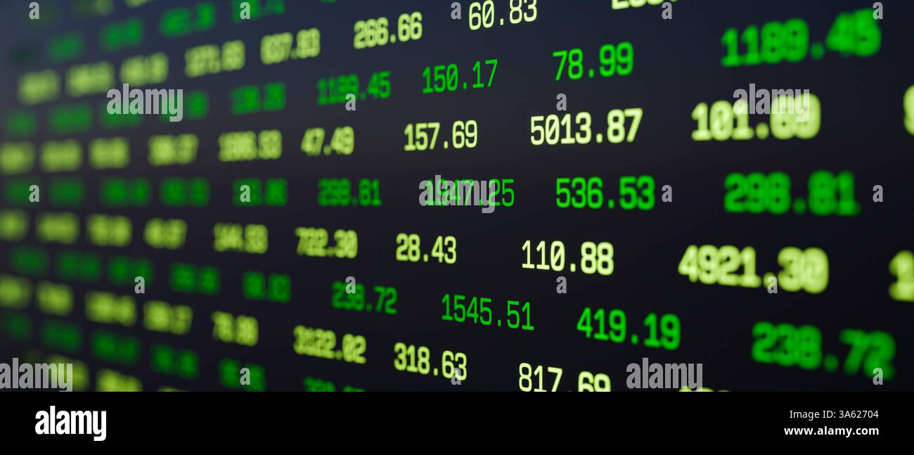 Numbers, data, fiancial figures in green. Numbers, data, fiancial ...