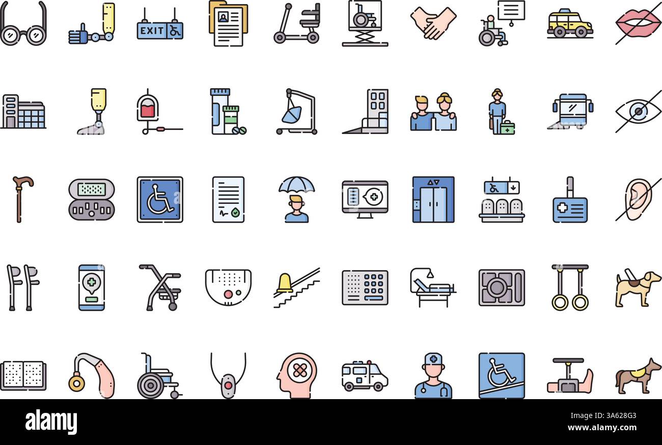 Disabled people assistance icons High-Quality Vector Icons Collection ...