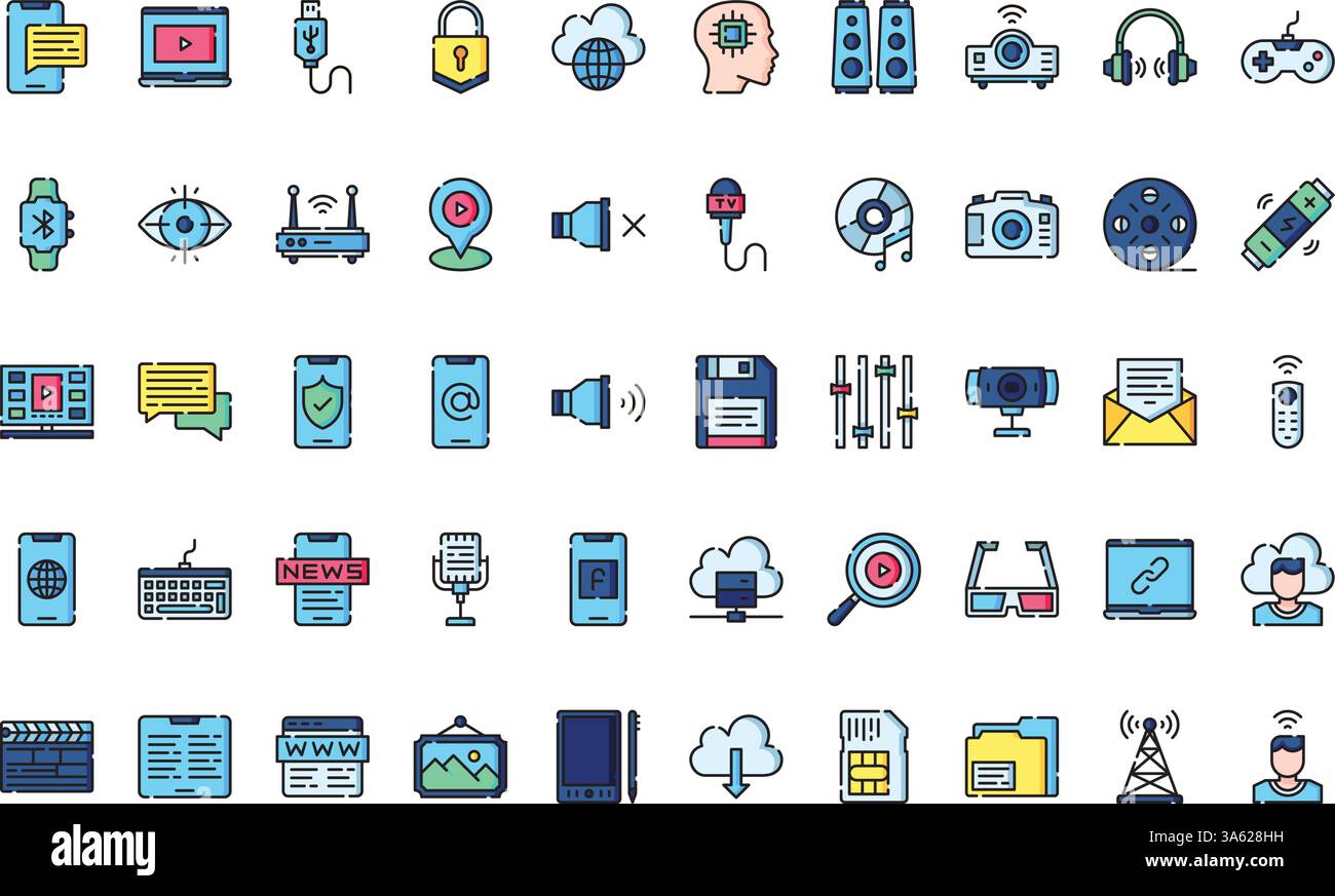 Media technology icons High-Quality Vector Icons Collection with ...