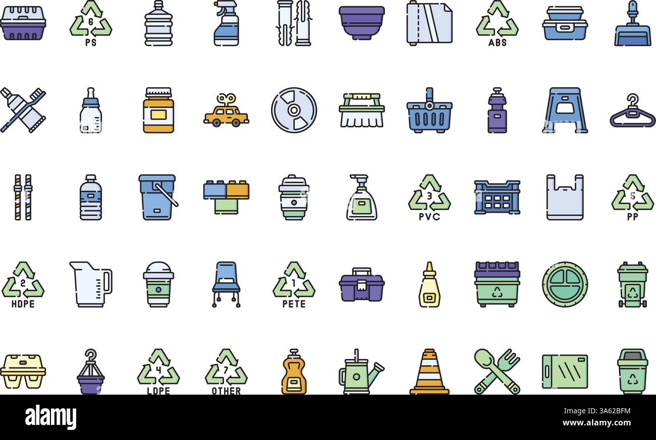 Plastic products icons High-Quality Vector Icons Collection with ...
