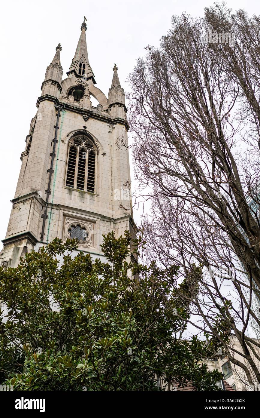 The tower and steeple of St Dunstan in the East Church designed by ...