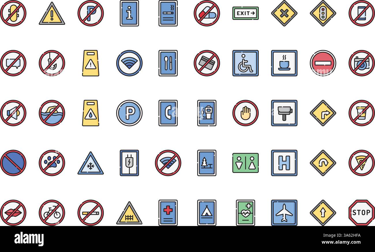 Signals and prohibitions icons High-Quality Vector Icons Collection ...