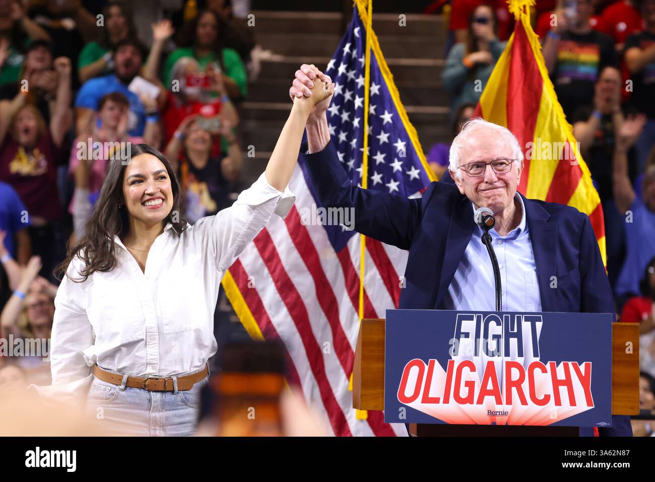 TEMPE, ARIZONA, USA - 20 March 2025 - US Senator Bernie Sanders and U.S ...