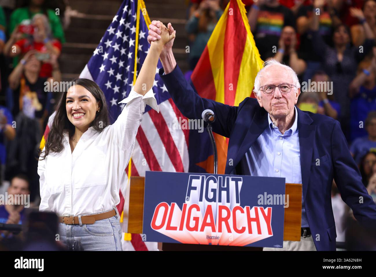 TEMPE, ARIZONA, USA - 20 March 2025 - US Senator Bernie Sanders and U.S ...