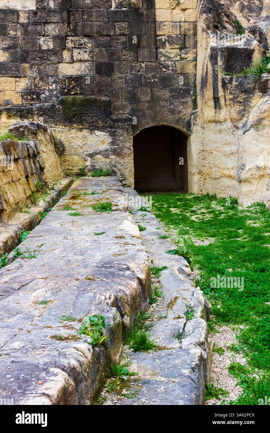 Historic Stone Structure with Green Vegetation and an Arched Entrance ...
