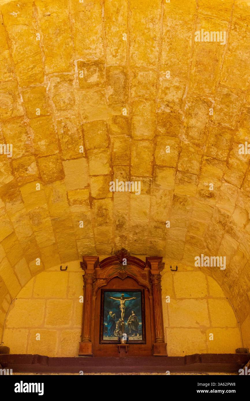 Rustic Stone Vault Ceiling with a Religious Painting Centered Stock ...