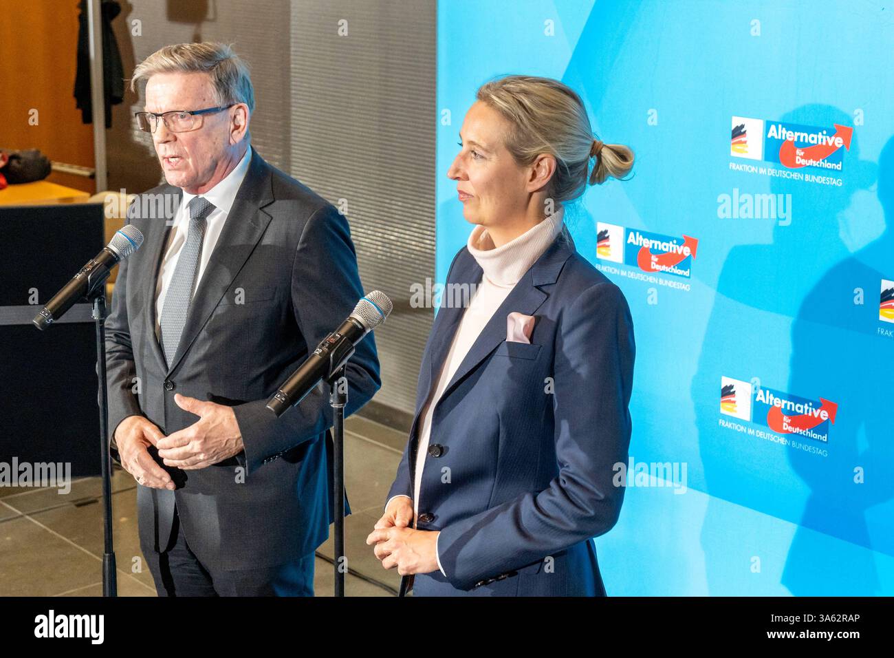 Berlin, Germany - March 24, 2025: Press statement by the AfD ...