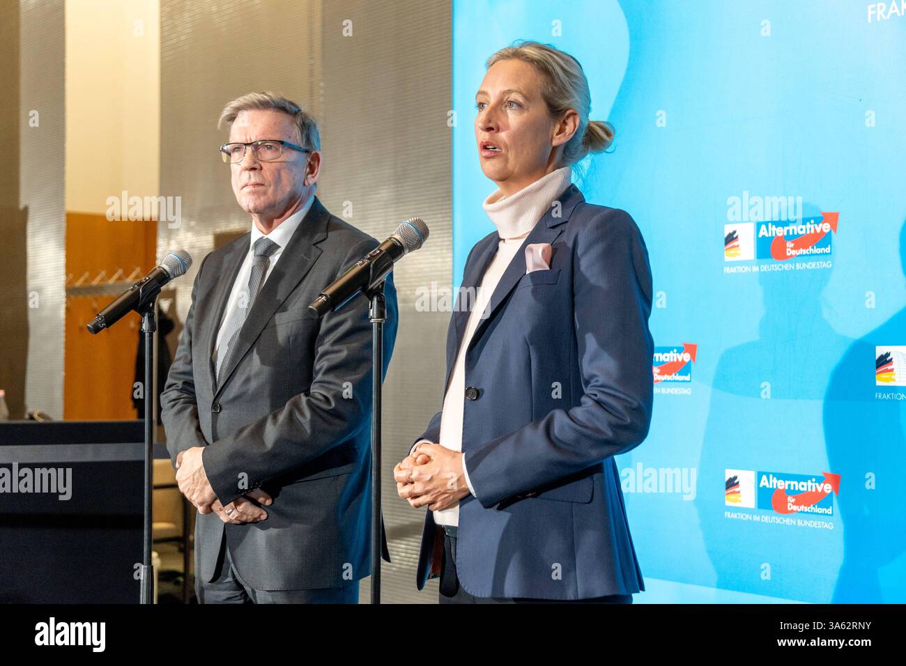 Berlin, Germany - March 24, 2025: Press statement by the AfD ...