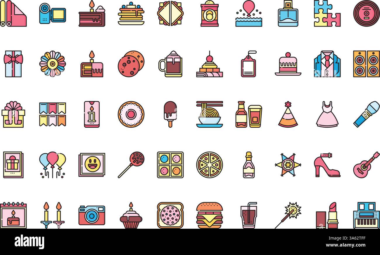 Birthday icons High-Quality Vector Icons Collection with Editable ...