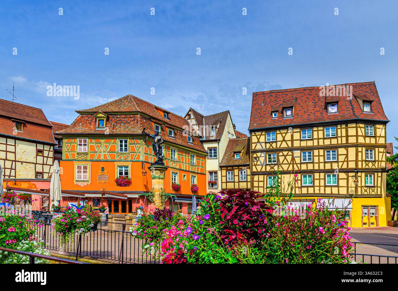 Old houses half-timbered style medieval buildings with colorful walls ...