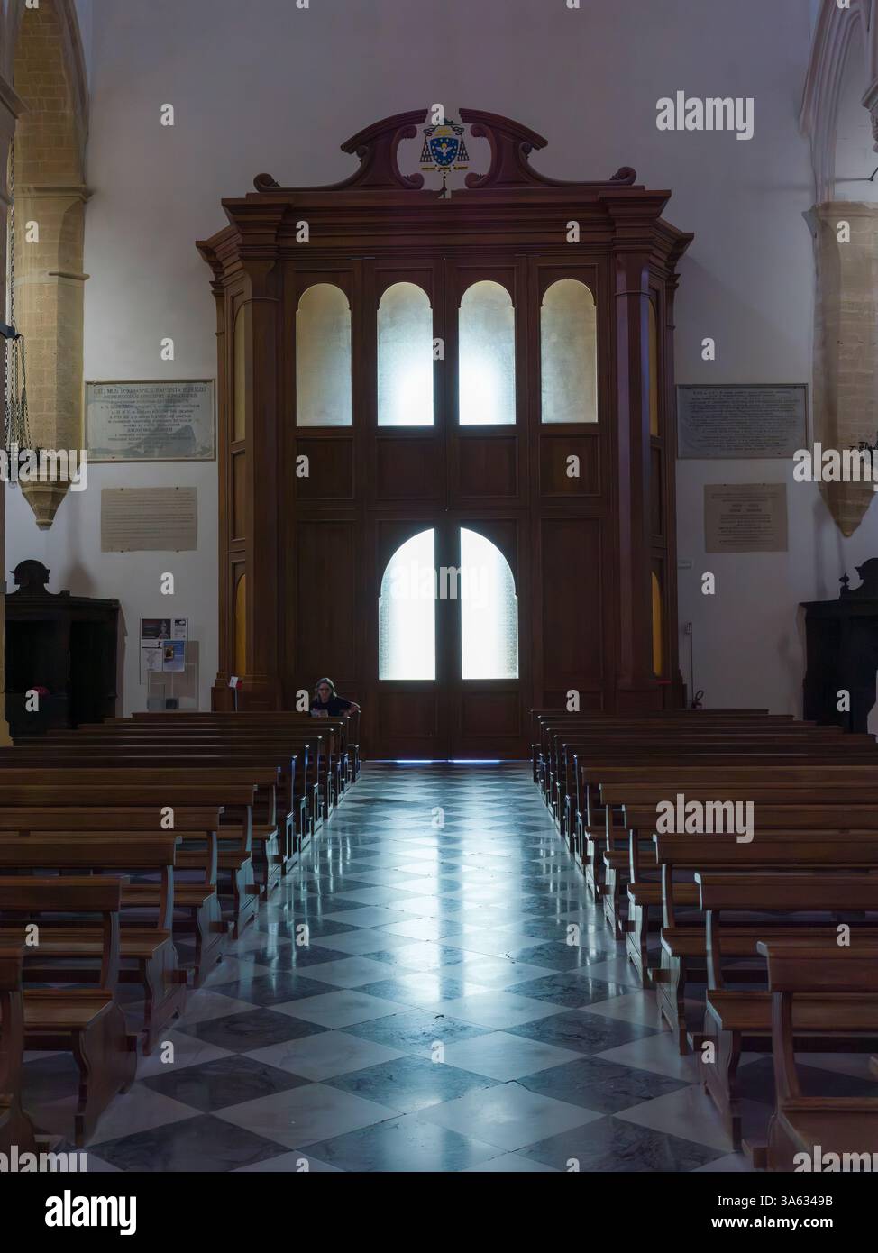 Interior view of Cathedral of Saint Gerlandof in the hilltop city of ...