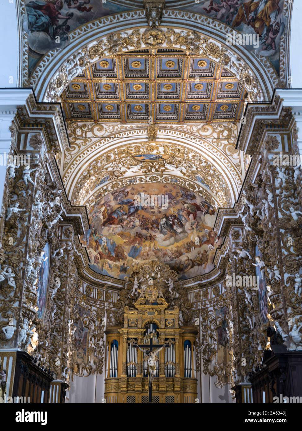 Interior of the Cathedral of Saint Gerlandof in the hilltop city of ...